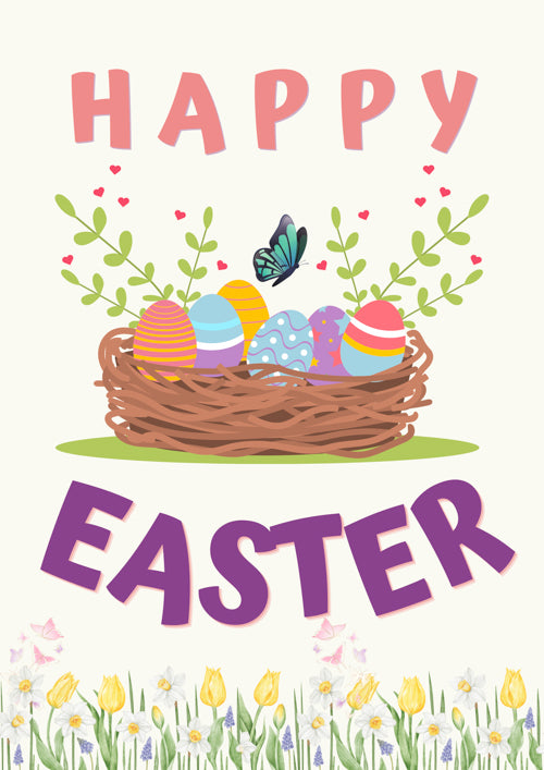 General Easter Card Personalisation - Blue Butterfly & Cute Basket